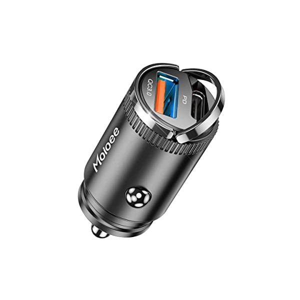 商品名: USB C 60W カーチャージャー 急速充電 30W PD&amp; 30W QC3.0 高速充電 メタルボディ フラッシュフィット プルリングスタイル ユニバーサル iPhone 13/13 Pro/12/12 Pro Max...