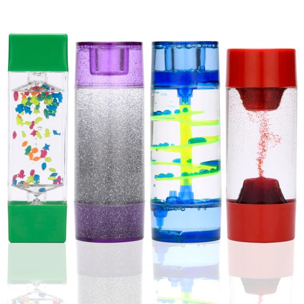 商品名: INNER-ACTIVE 子供用感覚チューブ 落ち着きのあるコーナーの不安緩和 作業療法玩具 液体モーションバブラー 視覚感覚遊び用 カウントダウンタイマー (4個セット) INNER-ACTIVE Sensory Tubes f...