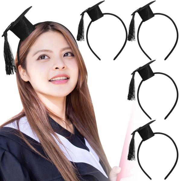 商品名:  Ysleen 2024 Graduation Hat Headband 4 Pcs Mini Bachelor Cap Headband Graduation Party Decorations for Preschool Ca...