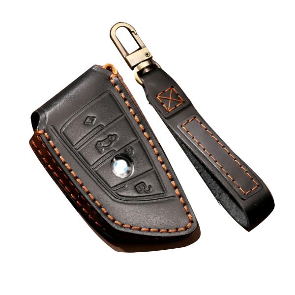 商品名: Aolaso BMW キーフォブカバーケース レザーキーチェーン BMW 1 2 3 4 5 6 7シリーズ BMW X1 X2 X3 X5 X6 キーレスリモコン, ブラック, Small aolaso for BMW Key ...