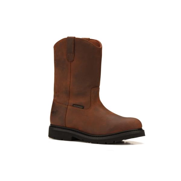 商品名: Golden Fox 12236WP 防水 11インチ プルオン ウェリントン ウェッジ 軽量アウトソール 建設 農業 牧場用, ブラウン, 7 Golden Fox 12236WP Size 7, Waterproof 11" ...