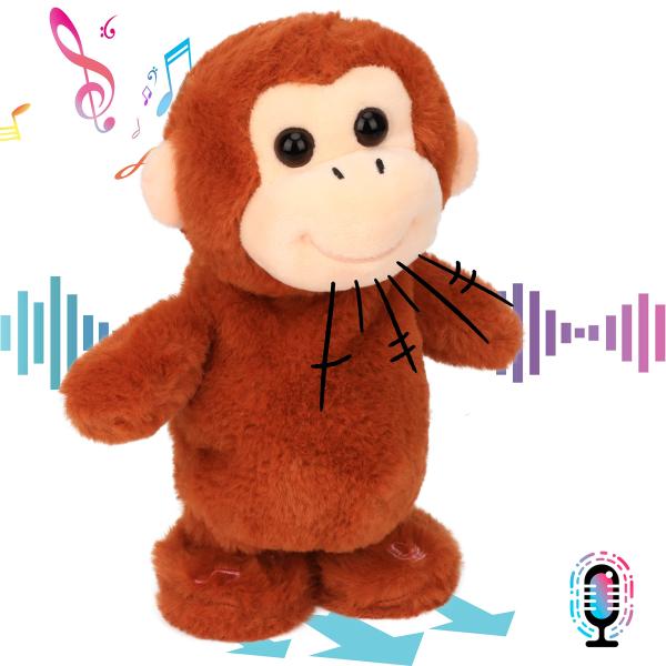 商品名: Hopearl Talking Singing Monkey Repeats What You Say ウォーキング 電動 インタラクティブ アニメ おしゃべり ぬいぐるみ バディギフト 幼児用 ブラウン 8.5インチ Hopea...