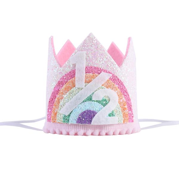 商品名:  Baby Half Birthday Rainbow Hat - Pastel Rainbow Birthday Hat, Baby Birthday Photo Prop, Mini Rainbow Crown Party D...