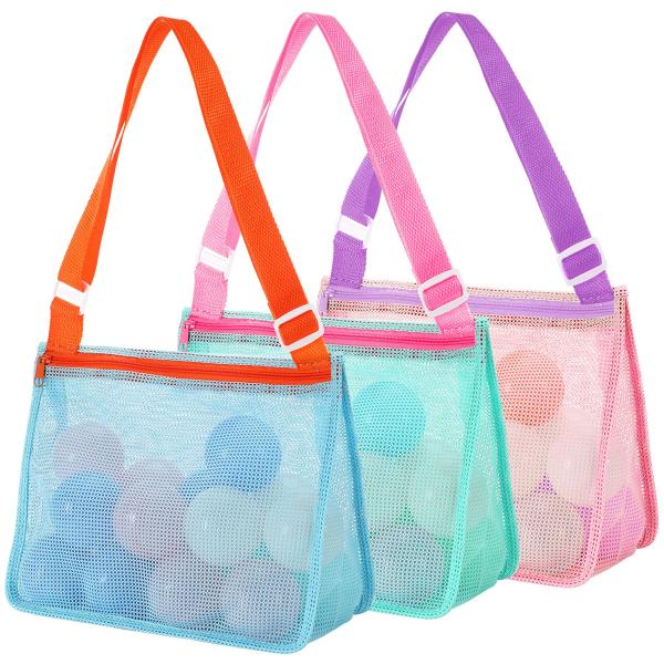 商品名:  MARFOREVER 3 Pack Beach Toy Mesh Bag Kids Shell Bags Collecting Totes for Holding Shells Sand Toys Swimming Seashe...