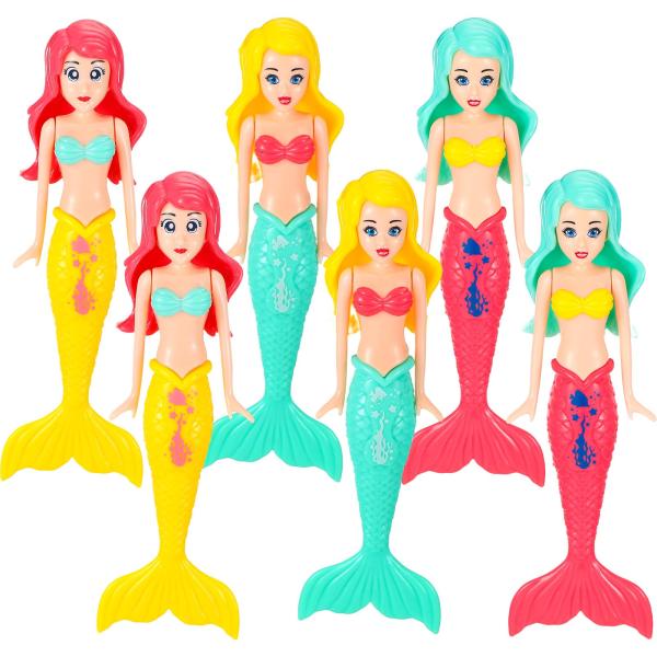 商品名:  Chengu 6 Packs Mermaid Dolls 5.5'' Magic Mermaid Pool Toys Water Diving Toys in Assorted Colors, Plastic Mermaid B...