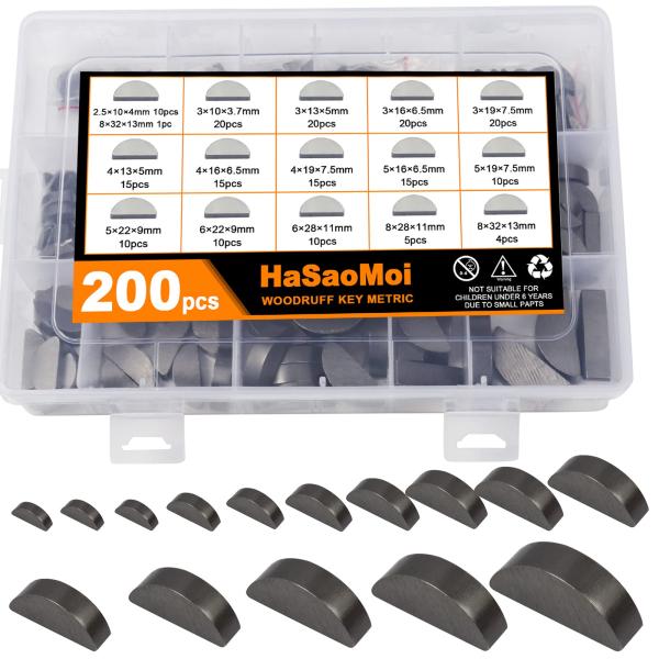 商品名:  HaSaoMoi 200pcs Metric Woodruff Key Assortment Kit with 15 Most Popular Sizes - Woodruff semicircle Key - Half Moo...