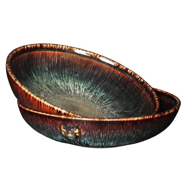 商品名: Jinsongdafa 大型パスタボウル 2個セット サービング、サラダ、ディナーなど プレート/ワイドボウル 電子レンジ、オーブン、食器洗い機対応 キッチン食器 モダンな磁器製ストーンウェア 皿 (8.8インチ、ダークブルーの釉...