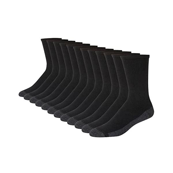 商品名:  Hanes Mens Max Cushioned Socks, Moisture-wicking With Odor Control, Multi-pack Crew, Black/Grey Foot Bottom - 12 P...