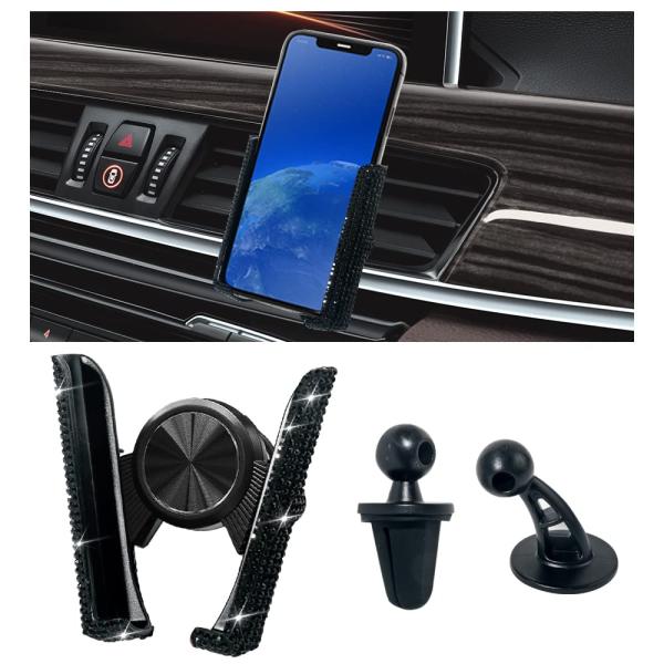 商品名: Sbode (スボデ) Bling 車用携帯電話ホルダー 360度調節可能 クリスタル自動車用携帯電話マウント ユニバーサルカーダッシュエアベント ラインストーン携帯電話ホルダー 自動車スタンド電話マウント カーシャイニーアクセサ...