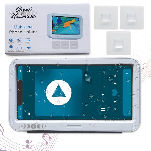 商品名: シャワー電話ホルダー 防水 コーラルユニバース 3つの粘着マウント付き 多目的電話ケース 壁 バスルーム/ミラー/キッチン/リビングルーム用 壁取り付け 曇り止めケース 敏感なタッチスクリーン Shower Phone Holde...