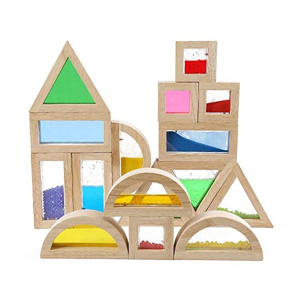 商品名:  Large Wooden Building Blocks for Toddlers Baby Kids 16 Pcs Rainbow Blocks Geometry Sensory Stacking Construction T...