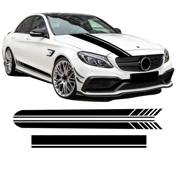 商品名: メルセデスベンツCクラスW205C63C43 A205 C205S205C180200250300エディション1AMGカーフードデカールサイドストライプスカートステッカーに適合 Teptdirio Fit for Mercedes...