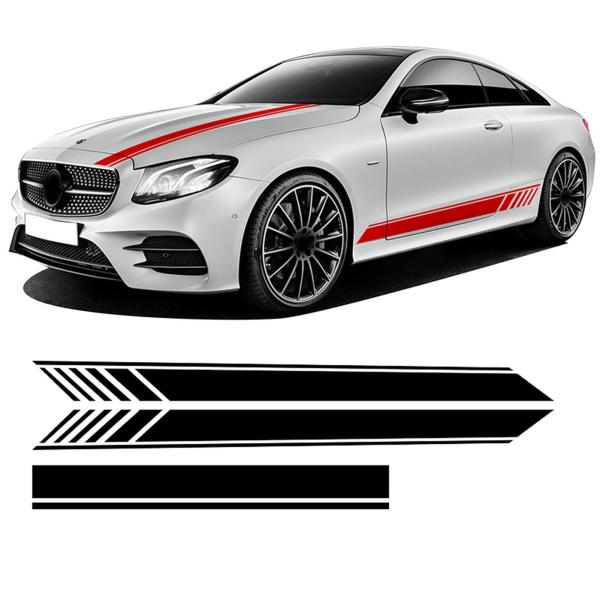 商品名: メルセデスベンツEクラスW213S213A238 C238 E63 AMG E43 E53 E200 E220E3003個カーフードデカールサイドストライプスカートステッカーに適合 Teptdirio Fit for Merced...
