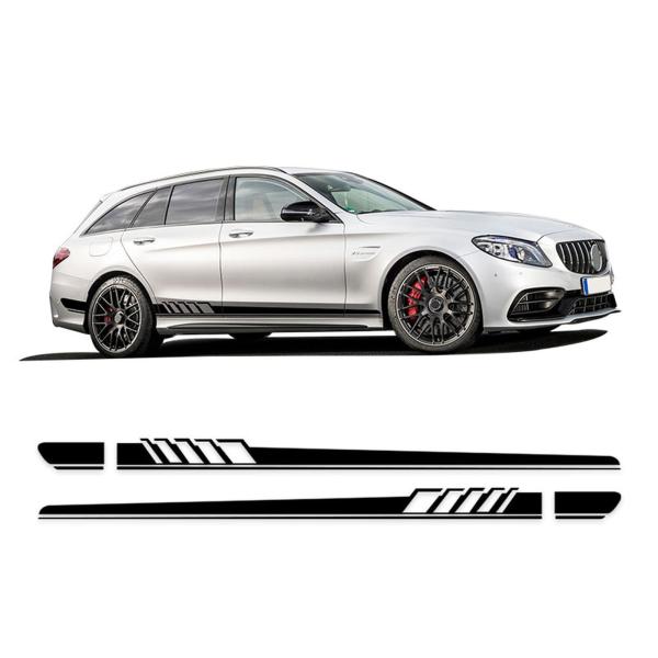 商品名: メルセデスベンツCクラスW205C63AMG C43 C180 C220 C250 C205A205S205アクセサリー2個エディション1サイドストライプスカートステッカーに適合 Teptdirio Fit for Mercede...