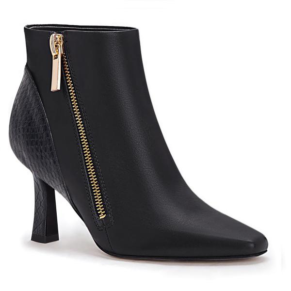 商品名:  Womens Kitten Heel Booties Pointed Square Toe Low Stiletto Heeled Color Block Zipper Dress Fall Ankle Boots Shoesブ...