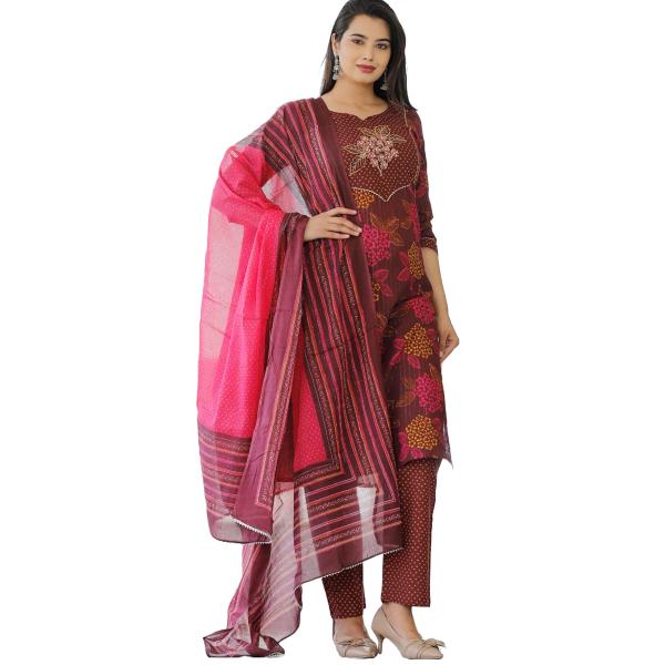 商品名: [INDACORIFY] 女の子と女性のためのDupattaスーツセット付きの美しいレーヨンプリントクルティパンツお祝いパーティーオフィスウェアサルワールカミーズ (Large(40)) INDACORIFY Beautiful ...