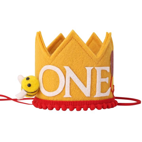 商品名:  LINLULU Bee Birthday Crown for 1st Brithday - Happy Bee Day Birthday Decorations, First Birthday Crown, 1st Birthd...