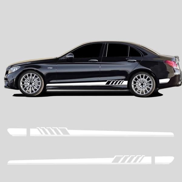 商品名: メルセデスベンツW205C200C180 C63AMGCクラスイエロー/シルバーグレー/ホワイト/ブラックエディション1AMGサイドレーシングストライプデカールステッカーに適合 Teptdirio Fit for Mercedes...