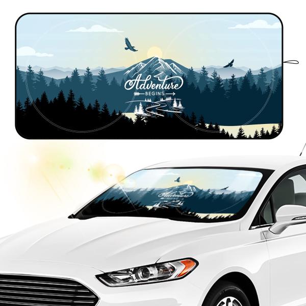 商品名: SuperKaKa フロントガラスサンシェード セダン用 カーバイザー 美しいプリント 折りたたみカーバイザー 収納バッグ付き Car Windshield Sun Shade, Beautiful Printed Foldabl...