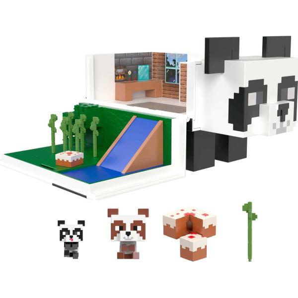 商品名:  Mattel Minecraft Mob Head Minis Toys, Panda Playhouse Playset &amp; 2 Panda Action Figures, Removable Bamboo Shoot...