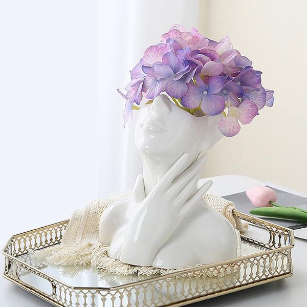 商品名: Romehaha フェイス花瓶、装飾用の白い花瓶、セラミックボディ花瓶、棚用モダンな花瓶 ダイニングテーブル キッチンカウンター モダンなホームデコレーション(スタイルB、L) Romehaha Face Vase,White F...