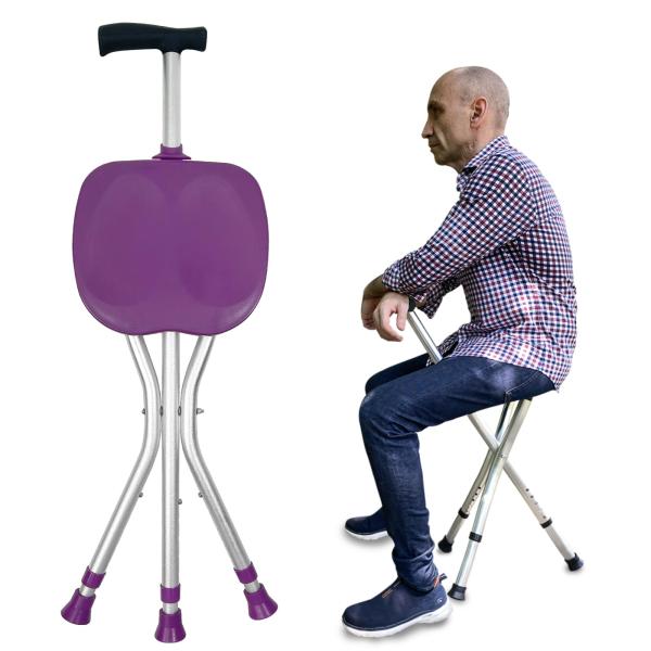 商品名: Honmido (ホンミド) ポータブル 調節可能 折りたたみ式 歩行杖 シート付き 耐久性 座り便利 合金松葉杖椅子 滑り止め 軽量 歩行スティック シニア (パープル) Honmido Portable Adjustable ...