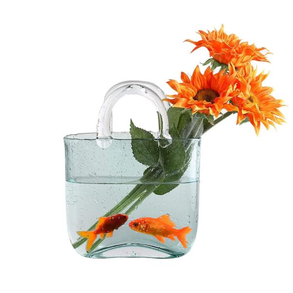 商品名: DUEBEL ガラスバッグ花瓶 手吹き財布花瓶 泡付き ユニークな花瓶 室内装飾 結婚式の装飾 (ライトグリーン) DUEBEL Glass Bag Vase, Handblown Purse Vase with Bubbles,...