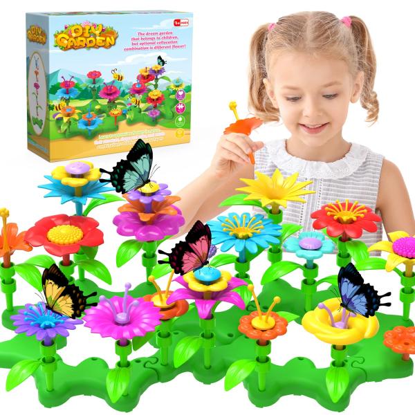 商品名: Gruntbear 幼児用おもちゃ 女の子用 (152個) Gruntbear 152Pcs Flower Garden Building Toddler Toys for 2 3 4 5 6 Year Old Girls and...