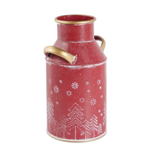 商品名: Putuo Decor メタルフラワー花瓶 素朴 シャビー シック 亜鉛メッキミルク缶 ヴィンテージ ファームハウス クリスマス デコレーション 花瓶 ハンドル付き ホームデコレーション フラワーアレンジメント レッド Putuo...