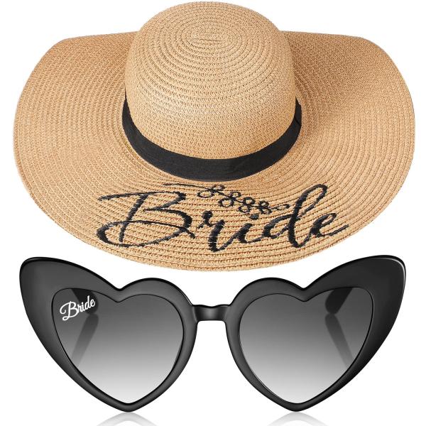 商品名:  Neer 2 Pcs Bride Sun Hat Heart Sunglasses Set Bachelorette Gifts for Wedding Bridal Shower Party Decoration Favors...