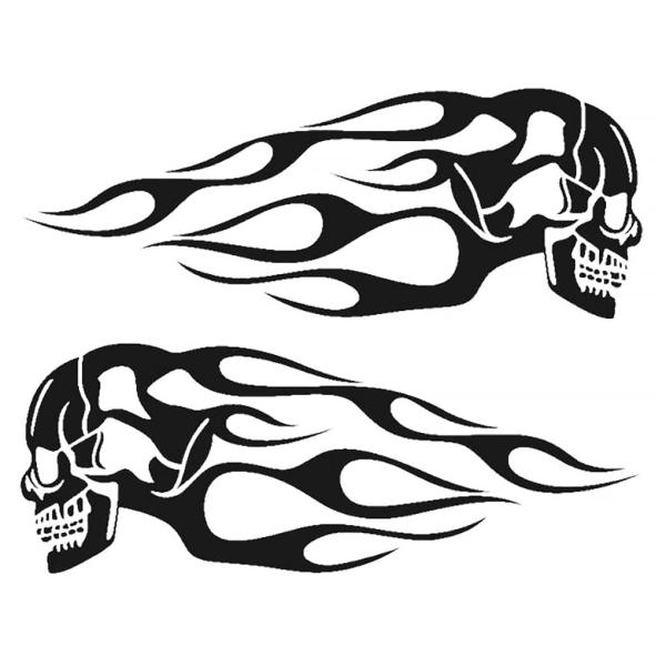 商品名:  Motorcycle Flame Skull Sticker, Head Fire Flames Scary Decals, Self-Adhesive Flaming Fanged Decor for Car Body Dec...