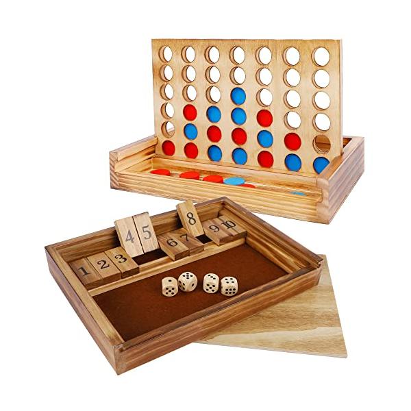 商品名:  Glintoper Shut The Box &amp; 4 in a Row Tables Game Set, Classic Wood Dice Game with Numbers &amp; Line Up 4 Game ...