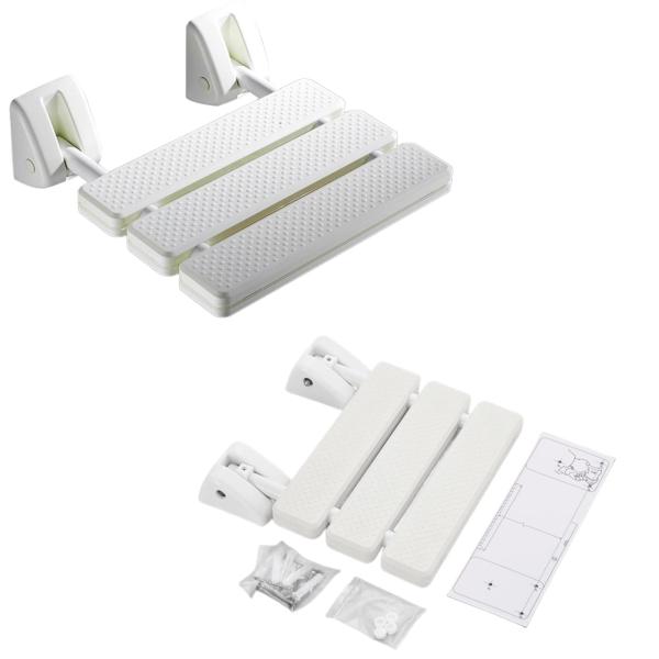 商品名: 折りたたみ式シャワーシート 壁取り付け ABS樹脂 耐久性 スリップ防止 屋内シャワー用 バスルームスツールチェア スペースを節約 折りたたみシャワーシート 高齢者 子供 妊婦用 (ホワイト) Folding Shower Sea...