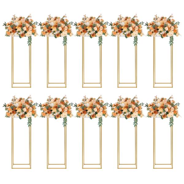 商品名:  LOYALHEARTDY 10PCS Gold Column Centerpieces for Wedding, Geometric Flower Vase for Wedding, Metal Column Centerpie...