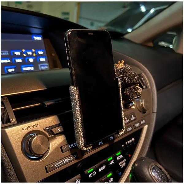 商品名:  Bling Car Phone Holder, Universal Crystal Rhinestone Cell Phone Holder for Dashboard Mini Car Dash Air Vent 360°Ad...
