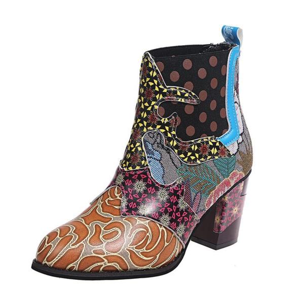 商品名:  Lausiuoe Womens Boots Western Work,Womens Ankle Boots Slip on Pointed Toe Chunky Stacked Mid Heel Booties Wide Wid...