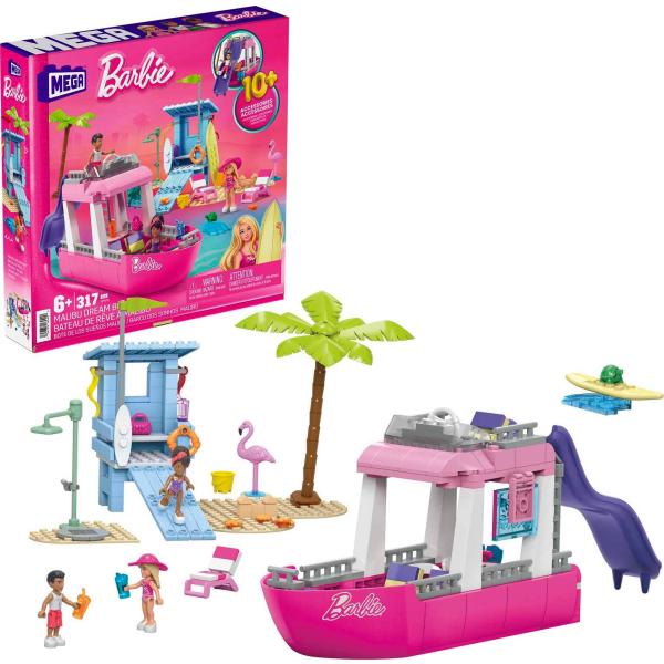 商品名: Barbie MEGA Barbie Boat Building Toys Playset, Malibu Dream Boat With 317 Pieces, 2 Pets, 3 Micro-Dolls and Accesso...