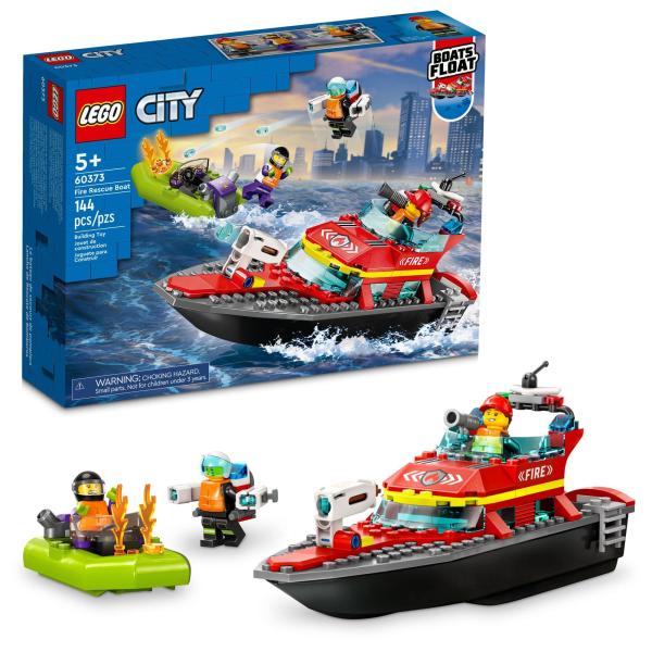 商品名:  LEGO City Fire Rescue Boat 60373, Toy Floats on Water, with Jetpack, Dinghy and 3 Minifigures, Everyday Hero Toys ...