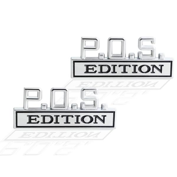 商品名:  CARRUN 2 Pcs P.O.S. Edition Emblem 3D Metal Badge Decal Sticker Fit for Universal Car Truck SUV Side Rear Front Ho...