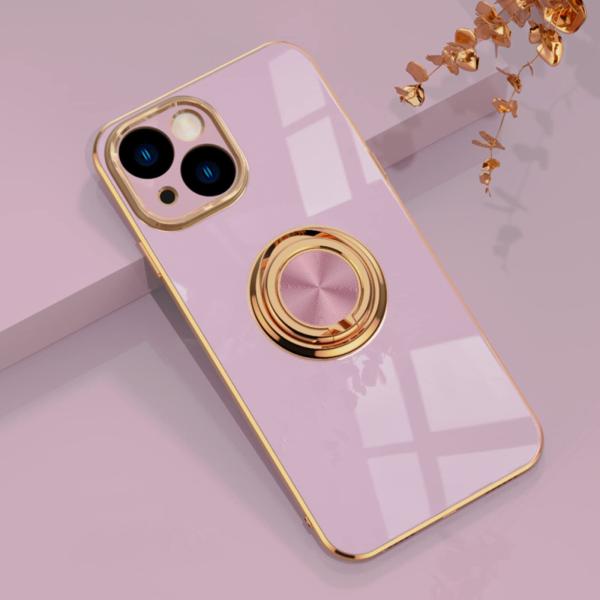 商品名: aowner iPhone 14用ケース リングホルダー付き 360度回転 磁気キックスタンド サポート カーマウント スリム 耐衝撃 レディース メンズ iPhone 14 6.1インチ用保護ケース パープル/ゴールド aown...