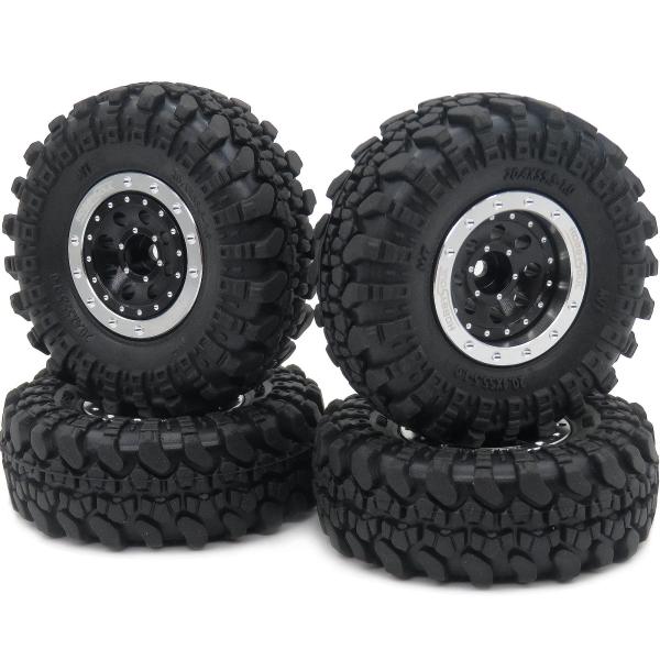 商品名: HOBBYSOUL 調節可能 オフセット 1.0 rc ホイール リム シルバー ブラック &amp; 1/24 タイヤ ヘビー 1.0 ビードロック ホイール タイヤ 1:24 RC クローラー アキシャル SCX24 アップグ...