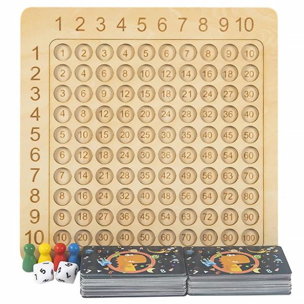 商品名: 木製算数乗算ボード モンテッソーリ子供数え数えおもちゃ 算数 テーブルボードゲーム 教育 就学前の数え方のおもちゃ 3歳以上の子供用 (1個) Hubgfril Wooden Math Multiplication Board M...