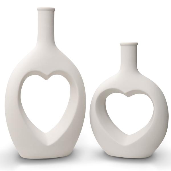 商品名: GOLIFE セラミック製花瓶2個セット 白い花瓶セット モダンなホームデコレーションに パンパスグラスの花瓶 ミニマリスト 北欧 ボーホースタイル 結婚式 ディナー テーブル パーティー リビングルーム オフィス ベッドルーム ...