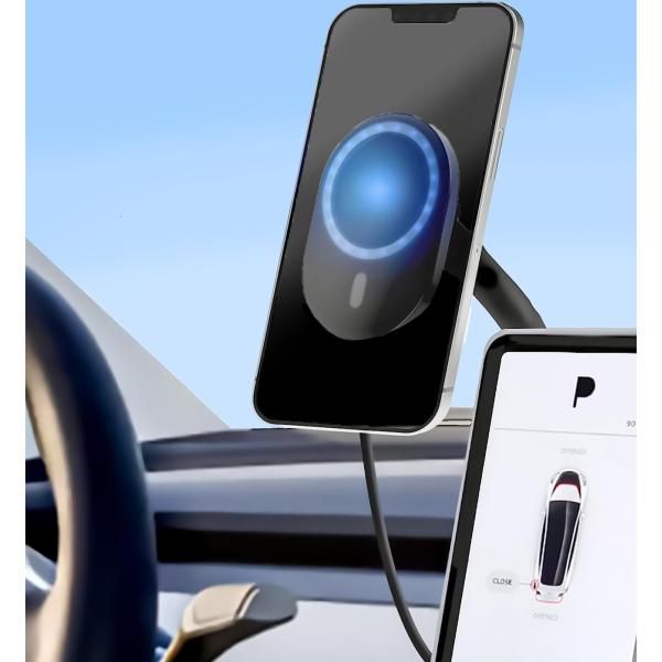 商品名: GALVANOX 電話ホルダー Tesla Model 3 / Model Y用 - 磁気カーマウント ワイヤレス充電付き (MagSafe対応) GALVANOX Phone Holder for Tesla Model 3 /...