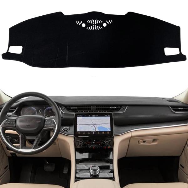 商品名: KEEGTBOX ダッシュマットカバー カスタムインテリアセンターコンソールジープグランドチェロキーL SUV 2021 2022 2023に対応 ダッシュボードマットカバー アクセサリー(ブラックトリム) KEEGTBOX Da...