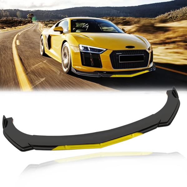 商品名: KEEPDSGN フロントバンパーリップスプリッタープロテクター 汎用 Dodge Challenger SRT B-M-W M3 A-UDI S3 Accent Sonata CLA 250 A35対応 グロスブラック イエロー...