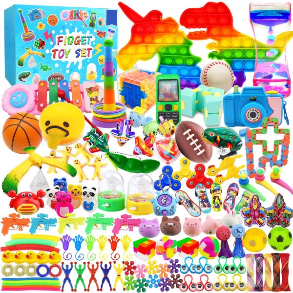 商品名:  125 Pack Fidget Toys Assortment for Kids 4-8-12,Stress&amp;Anxiety Relief Toys for Party Favors,Treasure Box Fille...