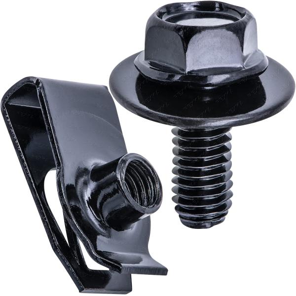 商品名:  Rexka 15 Sets M6-1.0 Hex Washer Head SEMS Body Bolts &amp; Extruded U Nuts Kit for GM Ford Chrysler Nissan Mazda T...