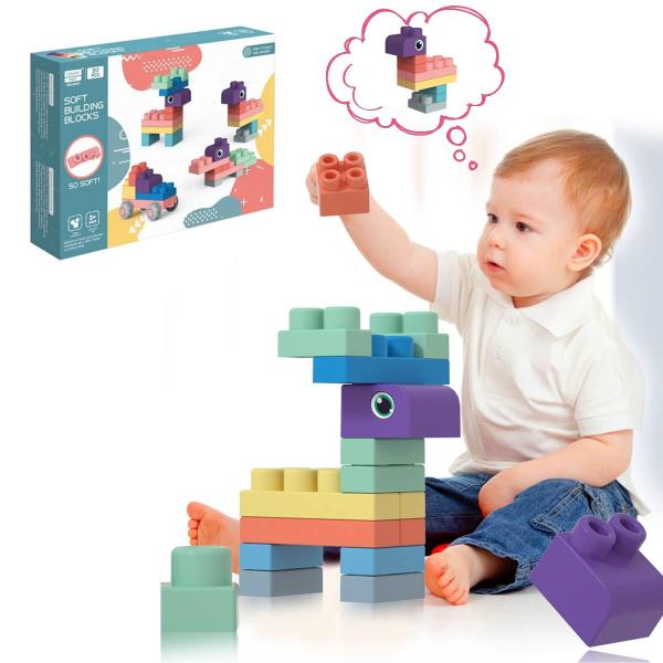 商品名:  Soft Building Block Sets for Kids Aged 18 Months to 6 Years Old. STEM Building Blocks for Baby, Preschool. Large C...