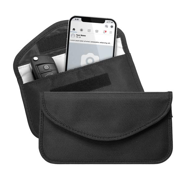 商品名: Faraday バッグ 2パック キーフォブ携帯電話用信号ブロックポーチ RFIDトラッキング防止プライバシープロテクター 信号シールドウォレットケージ ユニバーサルカーアクセサリー 2 Pack Faraday Bags, Si...